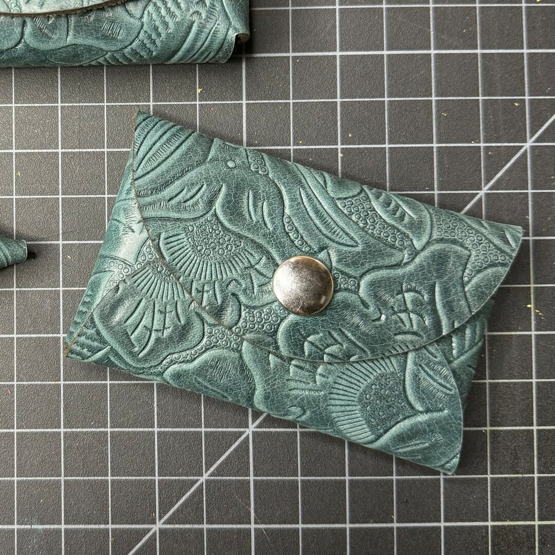Sage Green Embossed Leather-hold Everything Pouch, Card Holder, Works 4 ...