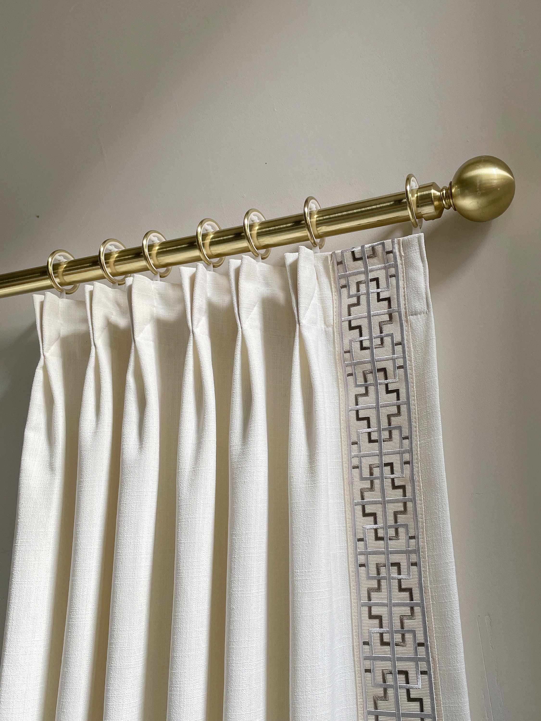 Premium Cotton Linen Curtains,white Cotton Linen Curtains With Trim ...