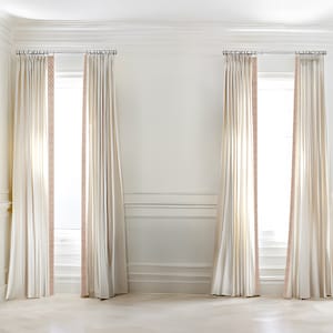 White Linen Curtains With Trim, Custom Linen Curtain Panels,pleated ...