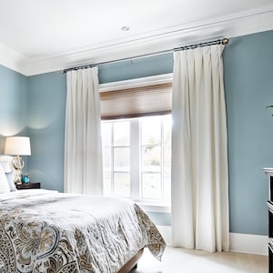 Premium Linen Curtains,white Cotton Linen Curtains With Decorative Trim ...