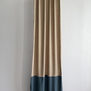 Set of 2 Linen Color Block Curtain Panels,custom Linen Curtains,modern ...