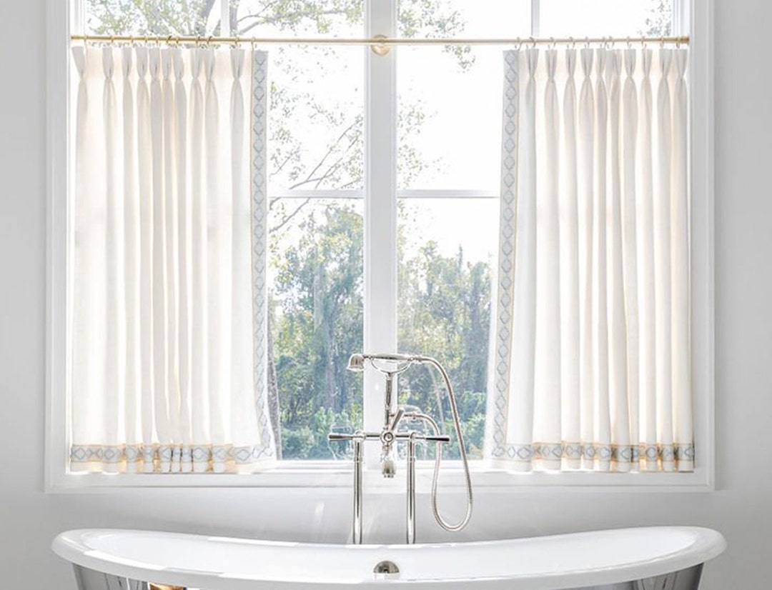 Cream White Linen Cafe Curtain With Beautiful Trims,custom Short ...