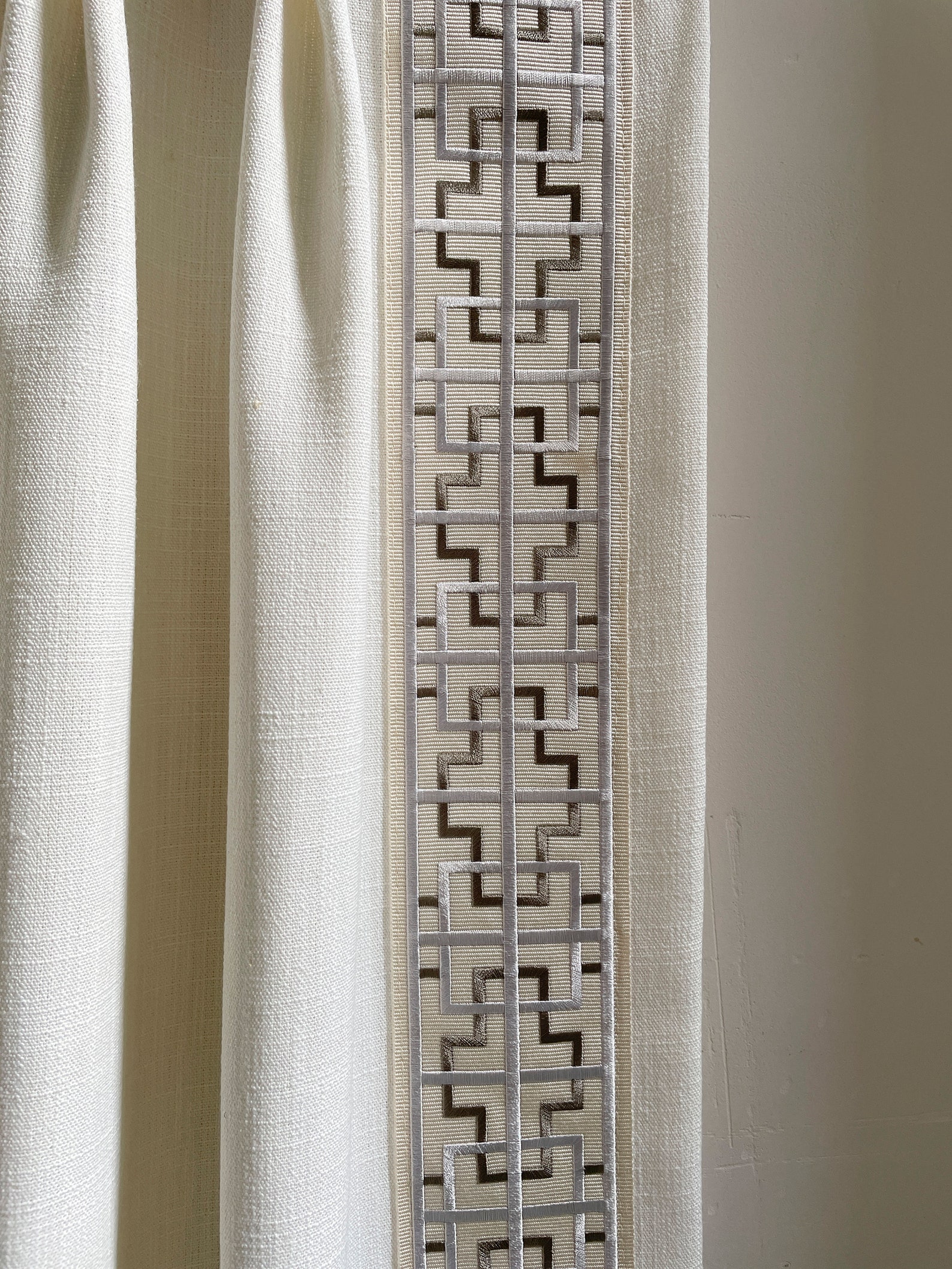 Premium Cotton Linen Curtains,white Cotton Linen Curtains With Trim ...