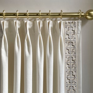 Premium Cotton Linen Curtains,white Cotton Linen Curtains With Trim ...