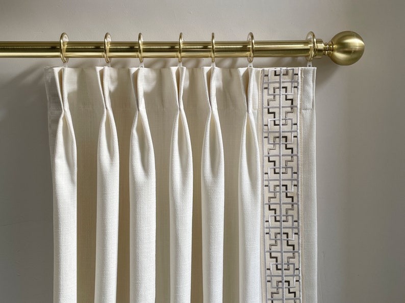 Premium Cotton Linen Curtains,white Cotton Linen Curtains With Trim ...