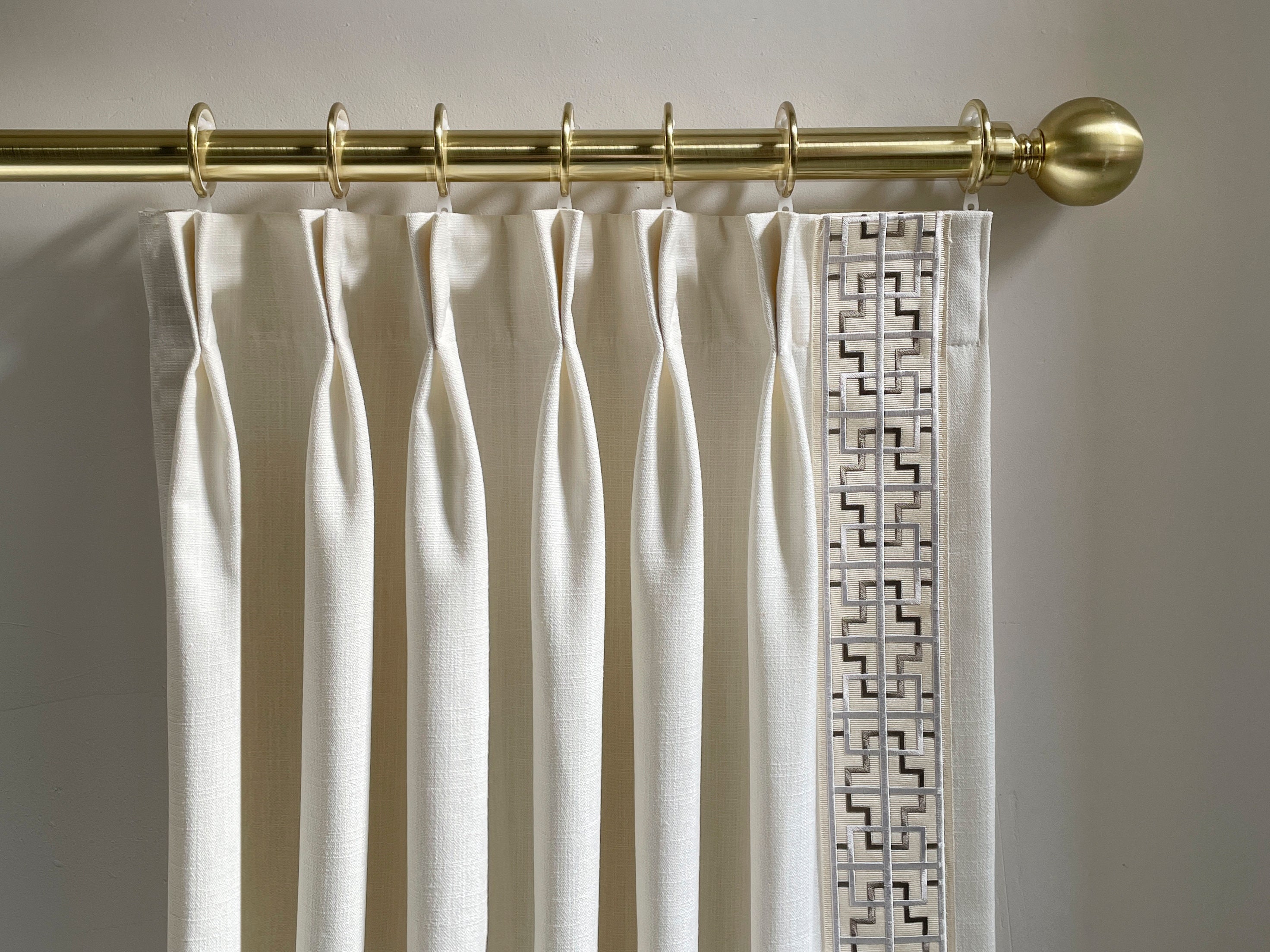 Premium Cotton Linen Curtains,white Cotton Linen Curtains With Trim ...