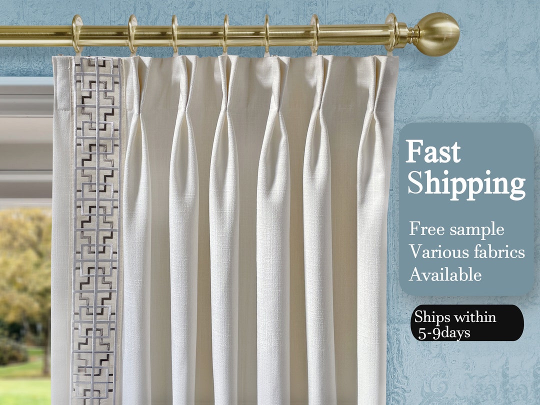 Premium Cotton Linen Curtains,white Cotton Linen Curtains With Trim ...