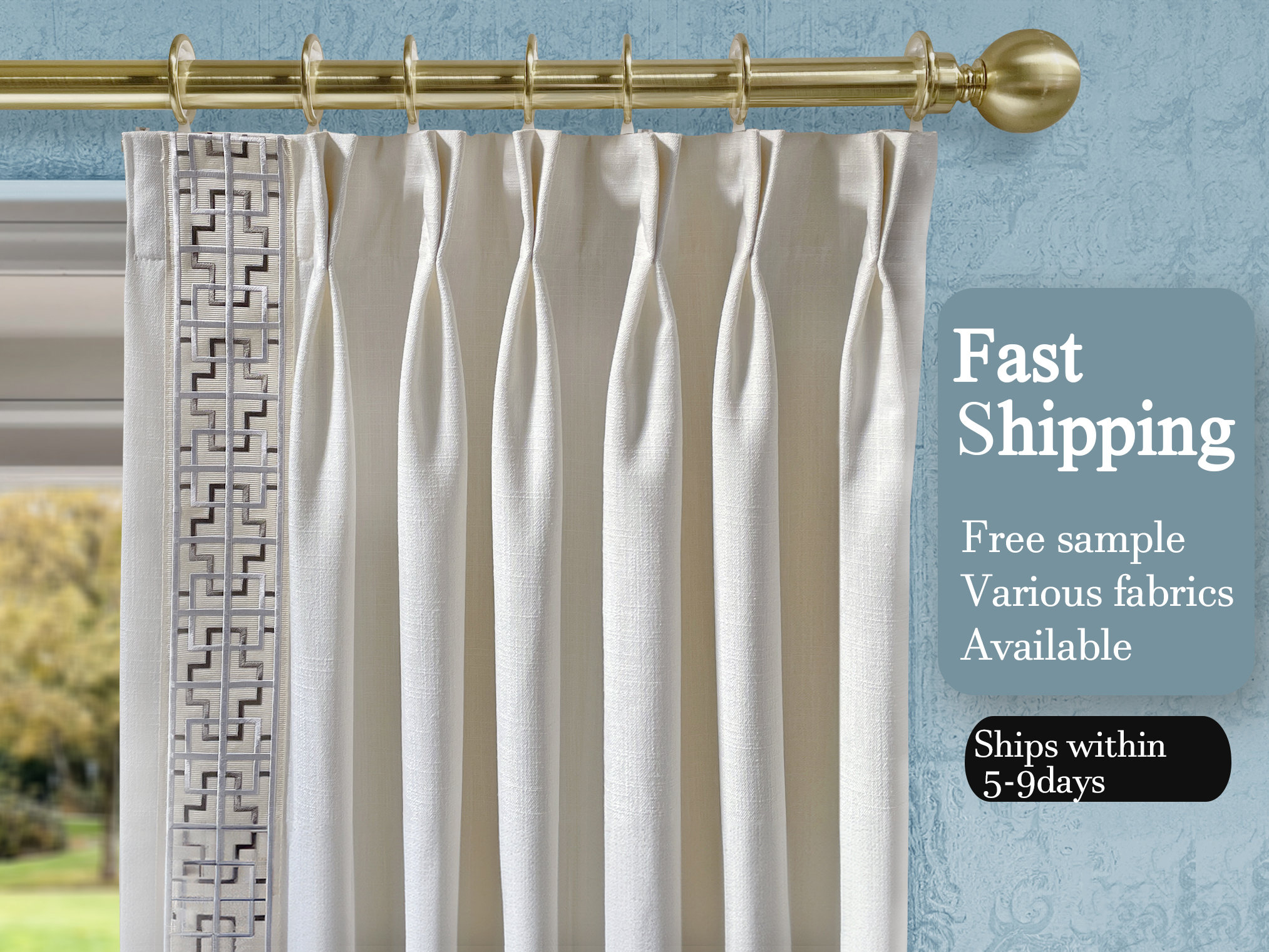 Premium Cotton Linen Curtains,white Cotton Linen Curtains With Trim ...