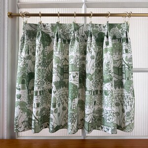 Green Floral Print Cafe Curtain,custom Short Curtains, French Cafe ...