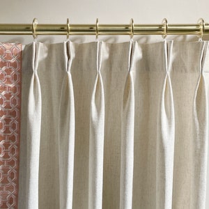 White Linen Curtains With Trim, Custom Linen Curtain Panels,pleated ...