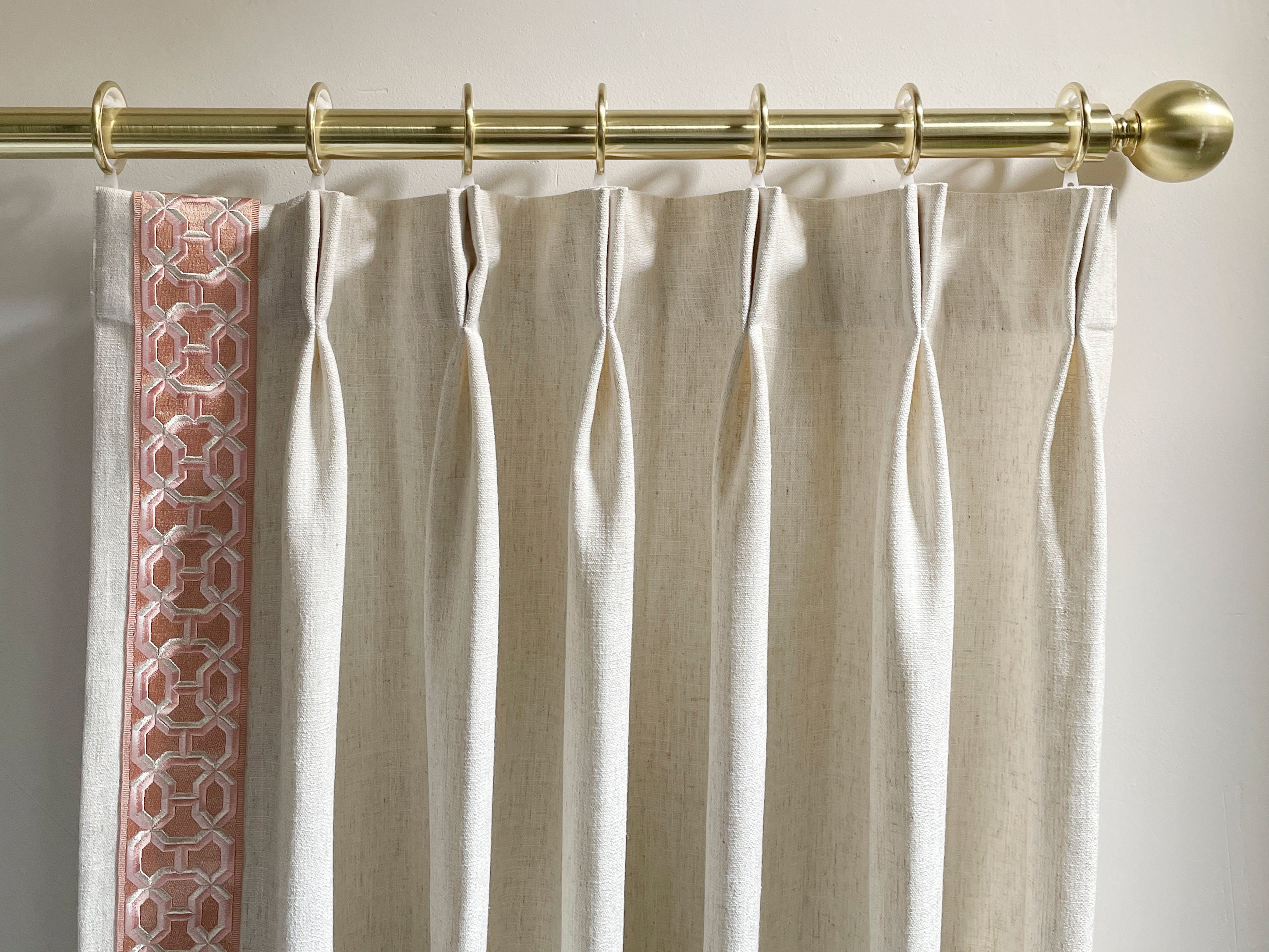 White Linen Curtains With Trim, Custom Linen Curtain Panels,pleated ...
