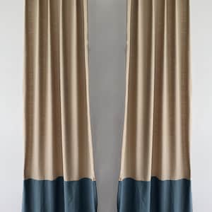 Set of 2 Linen Color Block Curtain Panels,custom Linen Curtains,modern ...