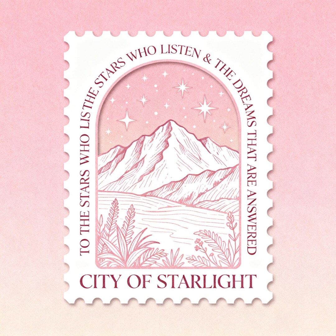 City of Starlight Sticker: Celestial Mountain, Rose Pink Vinyl Decal - Etsy
