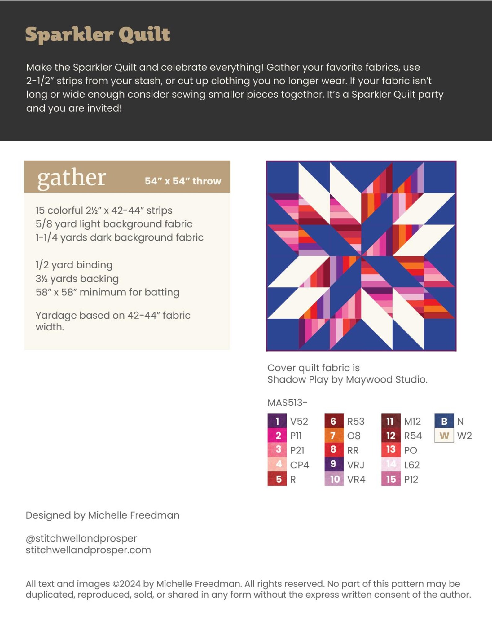 SPARKLER Quilt Pattern PDF by Michelle Freedman - Etsy