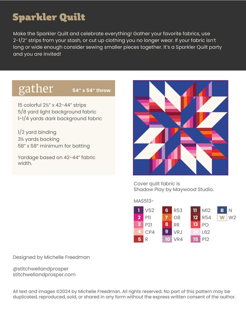SPARKLER Quilt Pattern PDF by Michelle Freedman - Etsy
