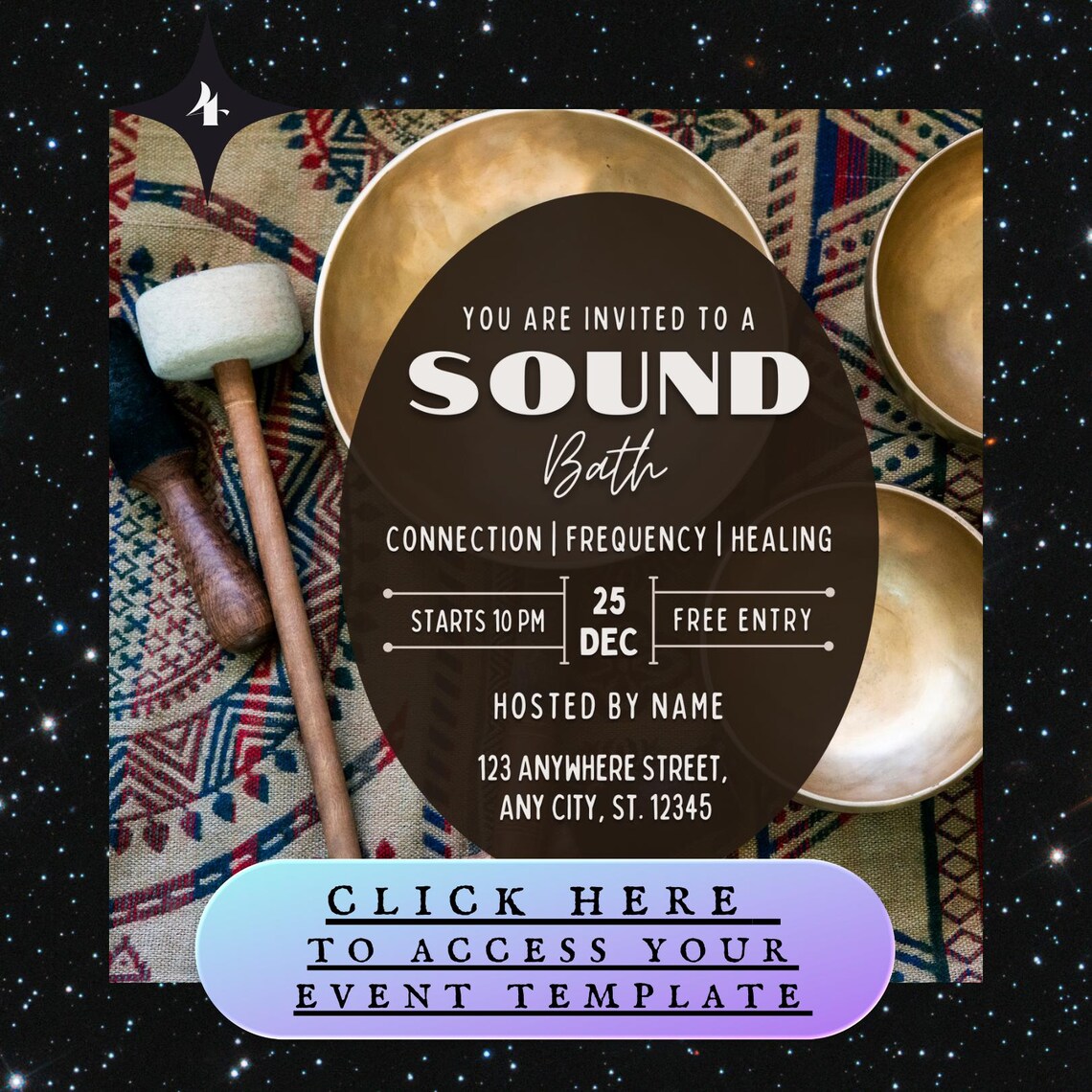 Sound Bath Healing Social Digital Evite - Canva Template 4 - Etsy