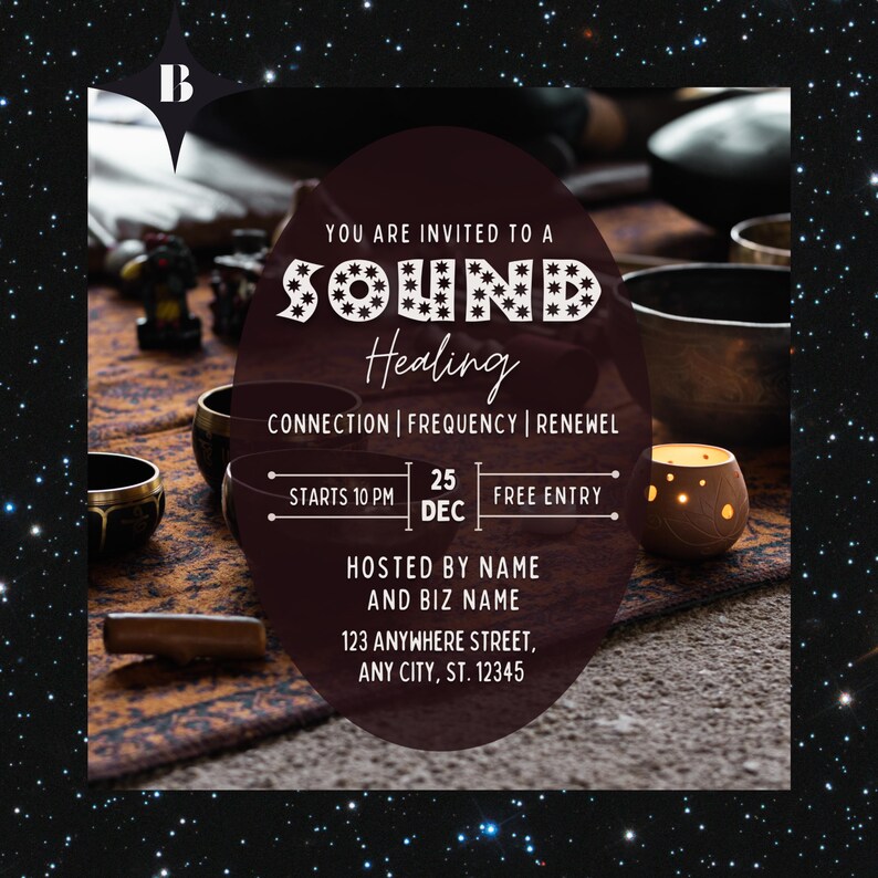 Sound Bath Healing Social Digital Evite - Canva Template 5 - Etsy