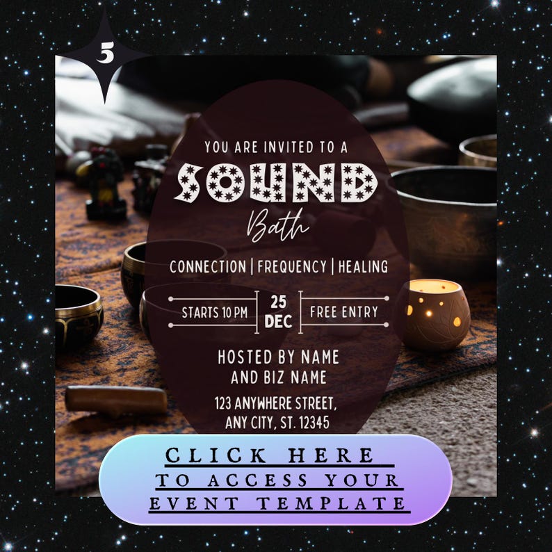 Sound Bath Healing Social Digital Evite - Canva Template 5 - Etsy