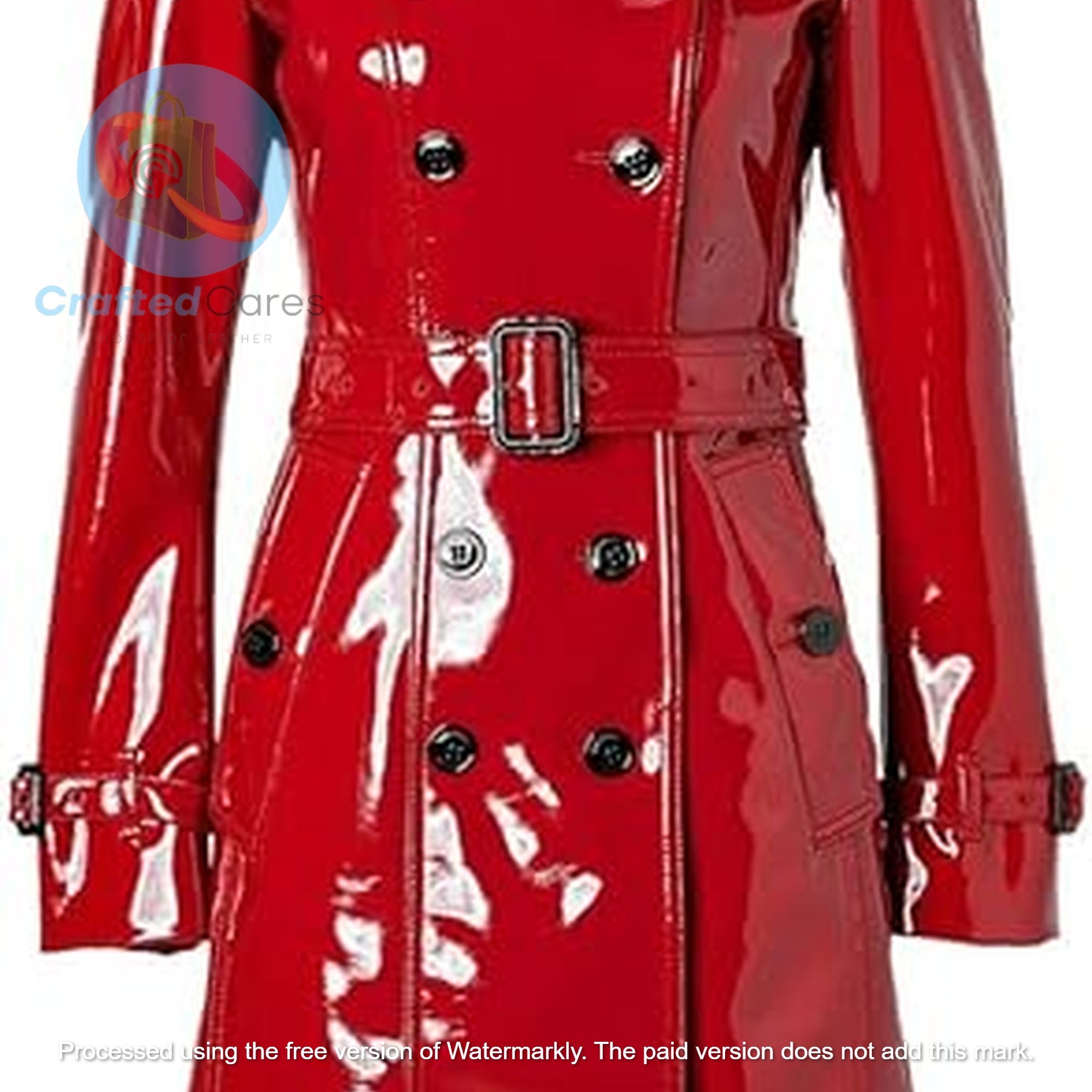 Frauen PVC Leder Glänzend Leicht Regenmantel Verschiedene Farben ...