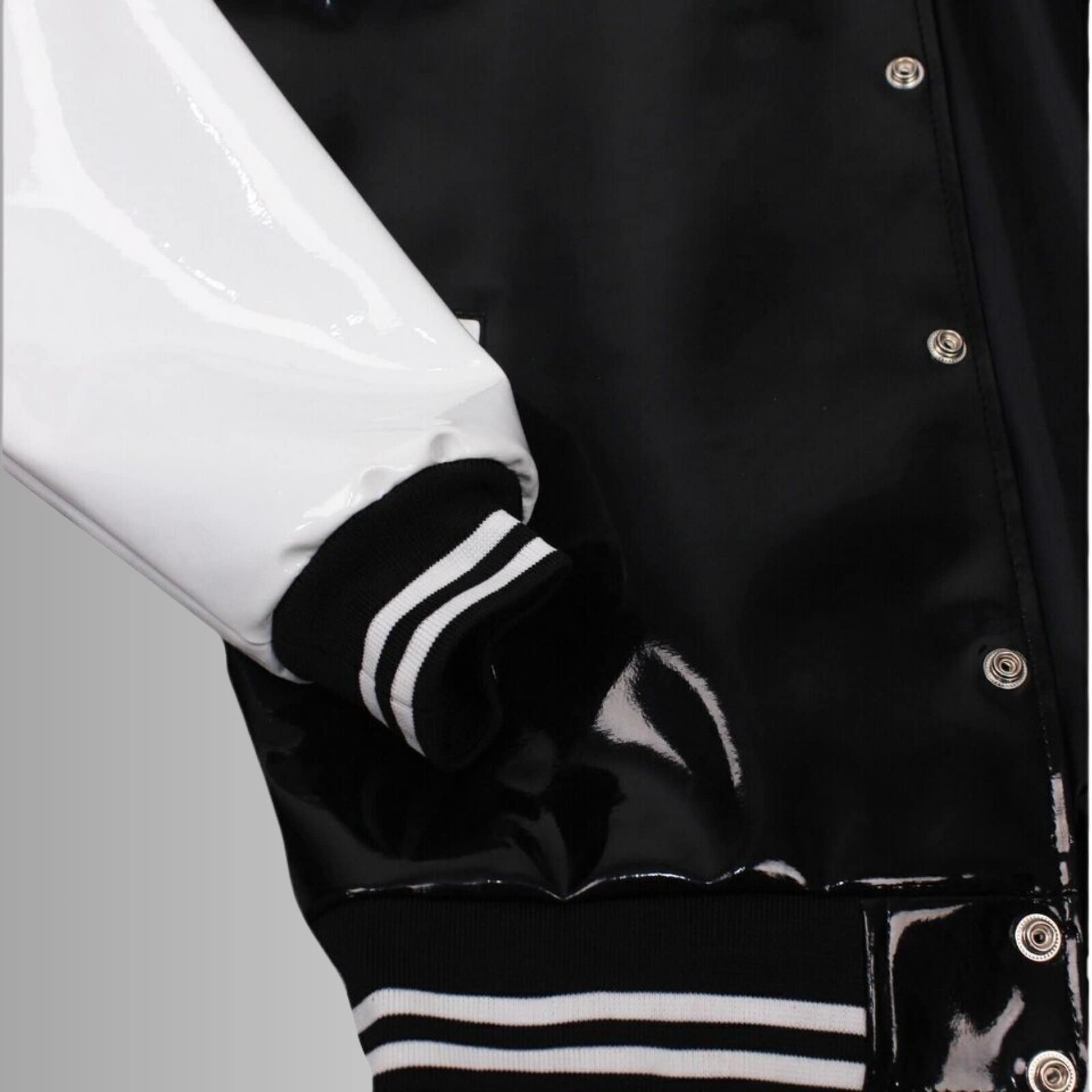 Handmade Black and White Vinyl PVC Leather Letterman Baseball Varsity ...