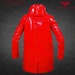 Handmade Stylish Red Men's PVC Vinyl Hooded Long Coat Shiny Light ...