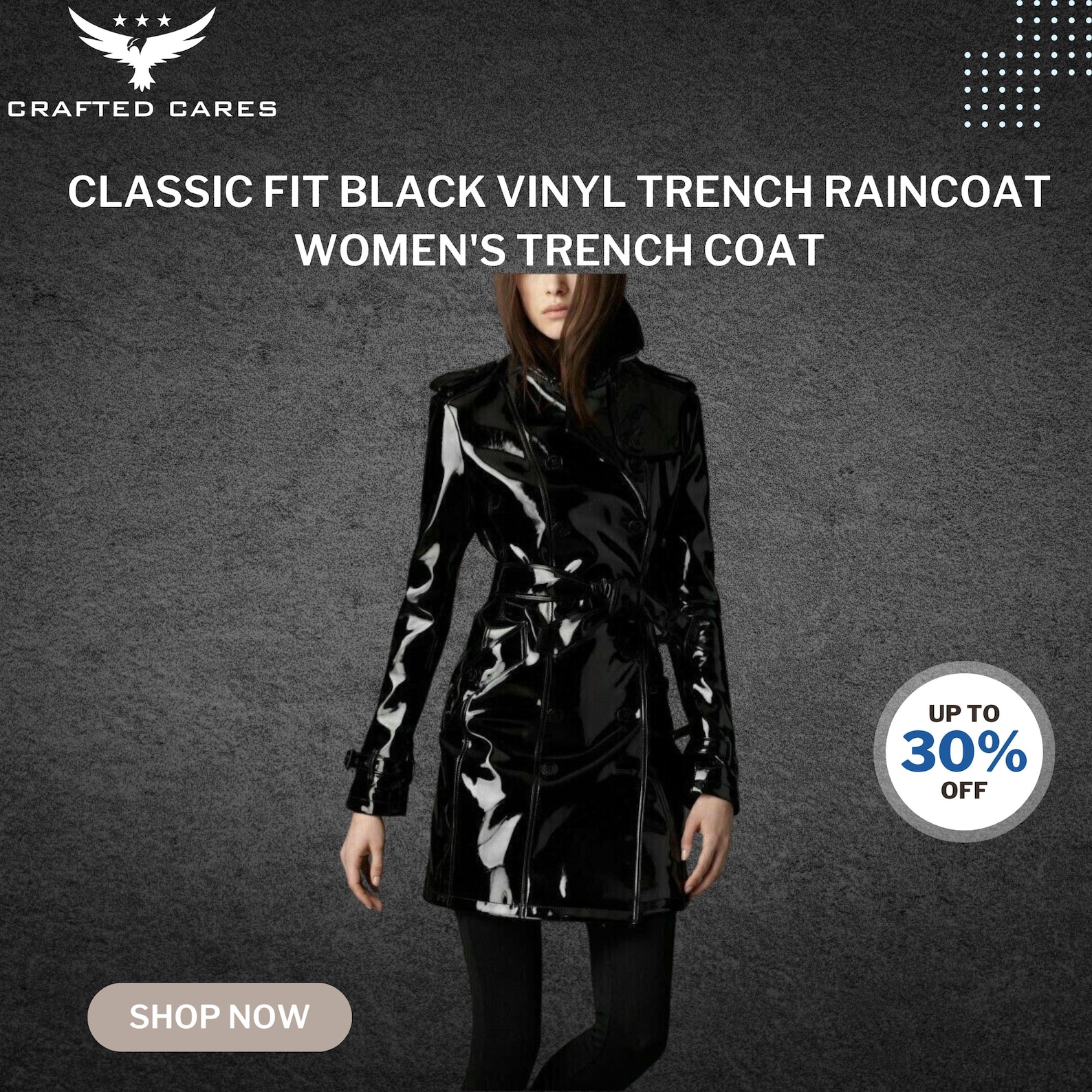 Handmade Classic Fit Black Vinyl Trench Raincoat Women's Coat PVC ...