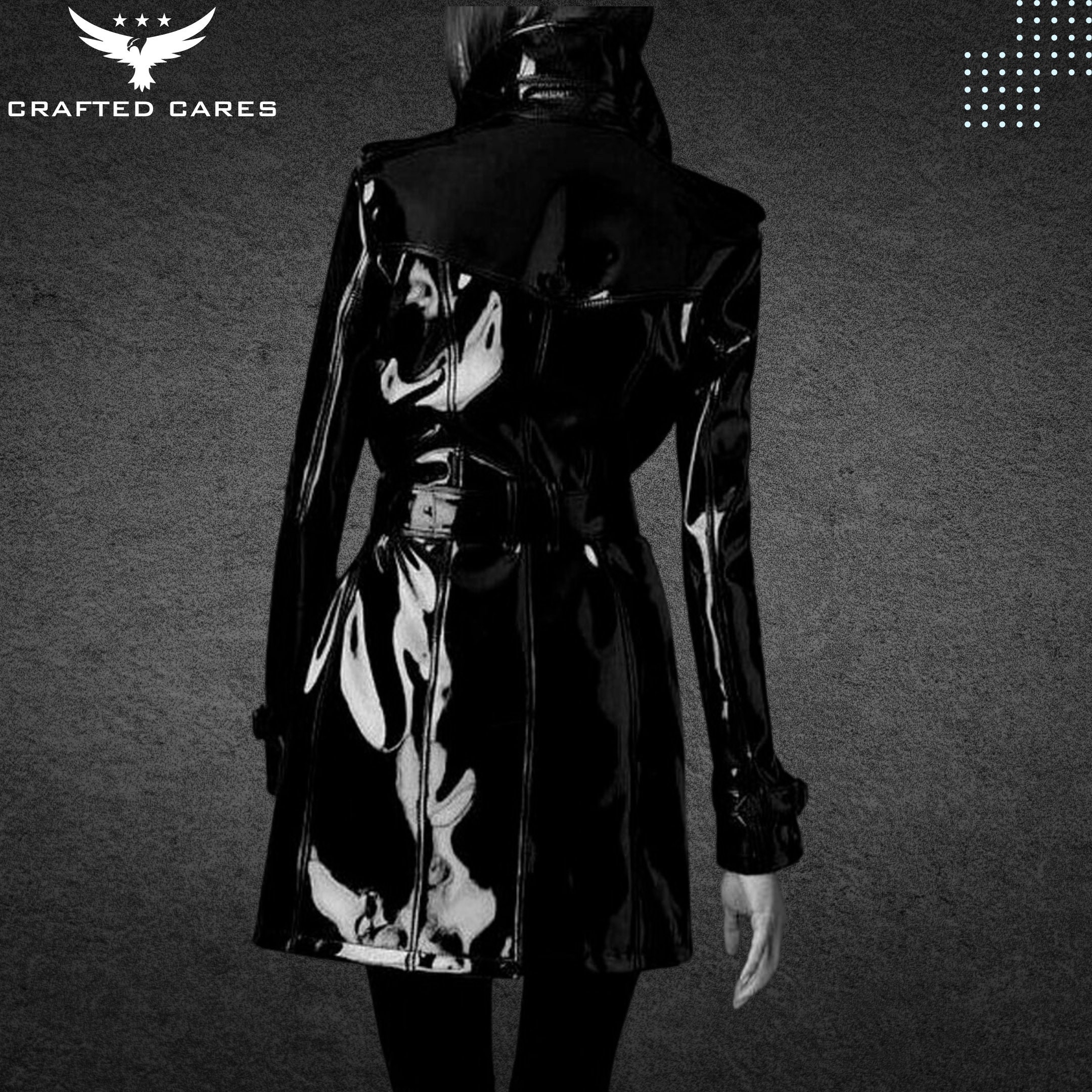 Handmade Classic Fit Black Vinyl Trench Raincoat Women's Coat PVC ...