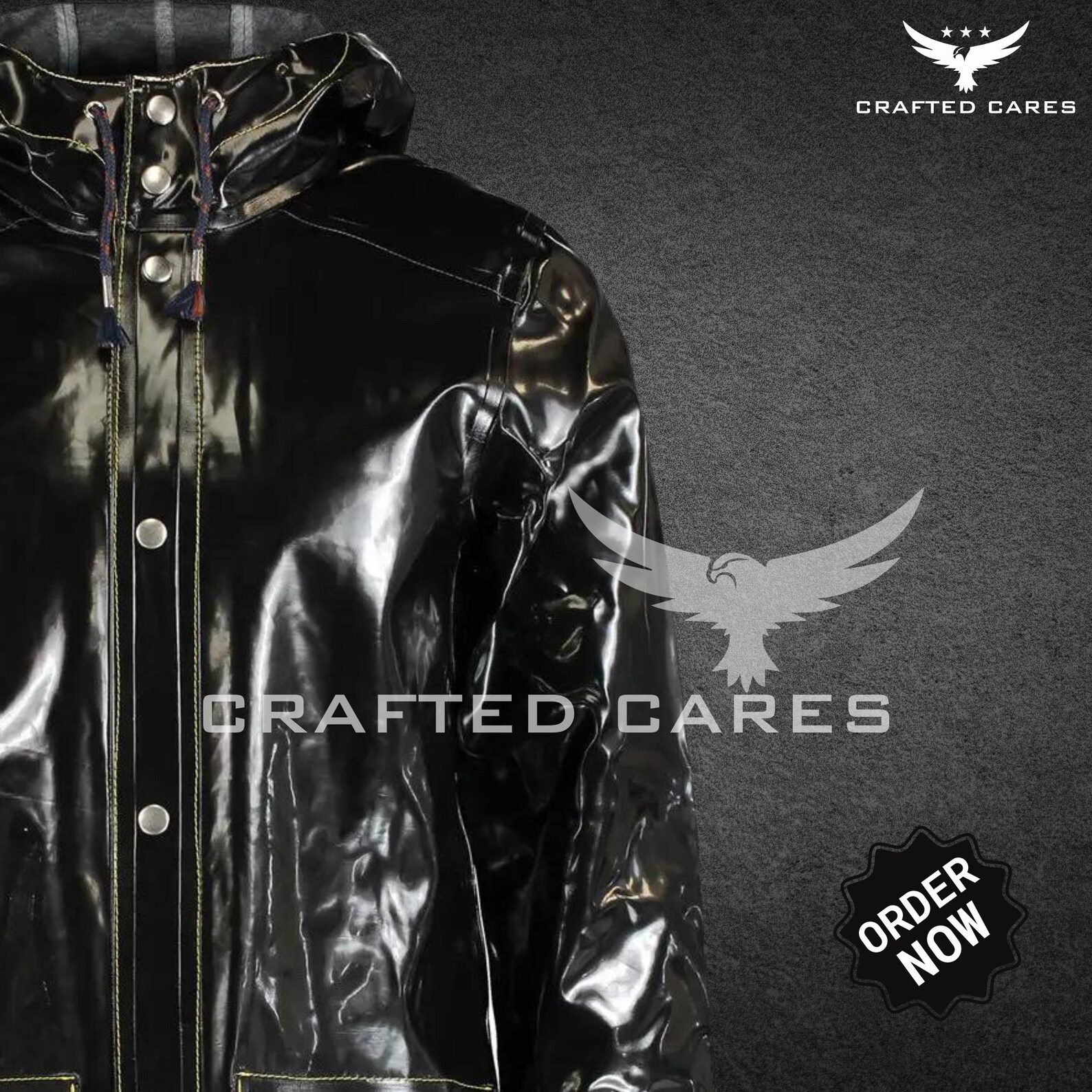 Handmade Men's PVC Vinyl Hooded Long Coat Gothic Fashion Coat Light ...