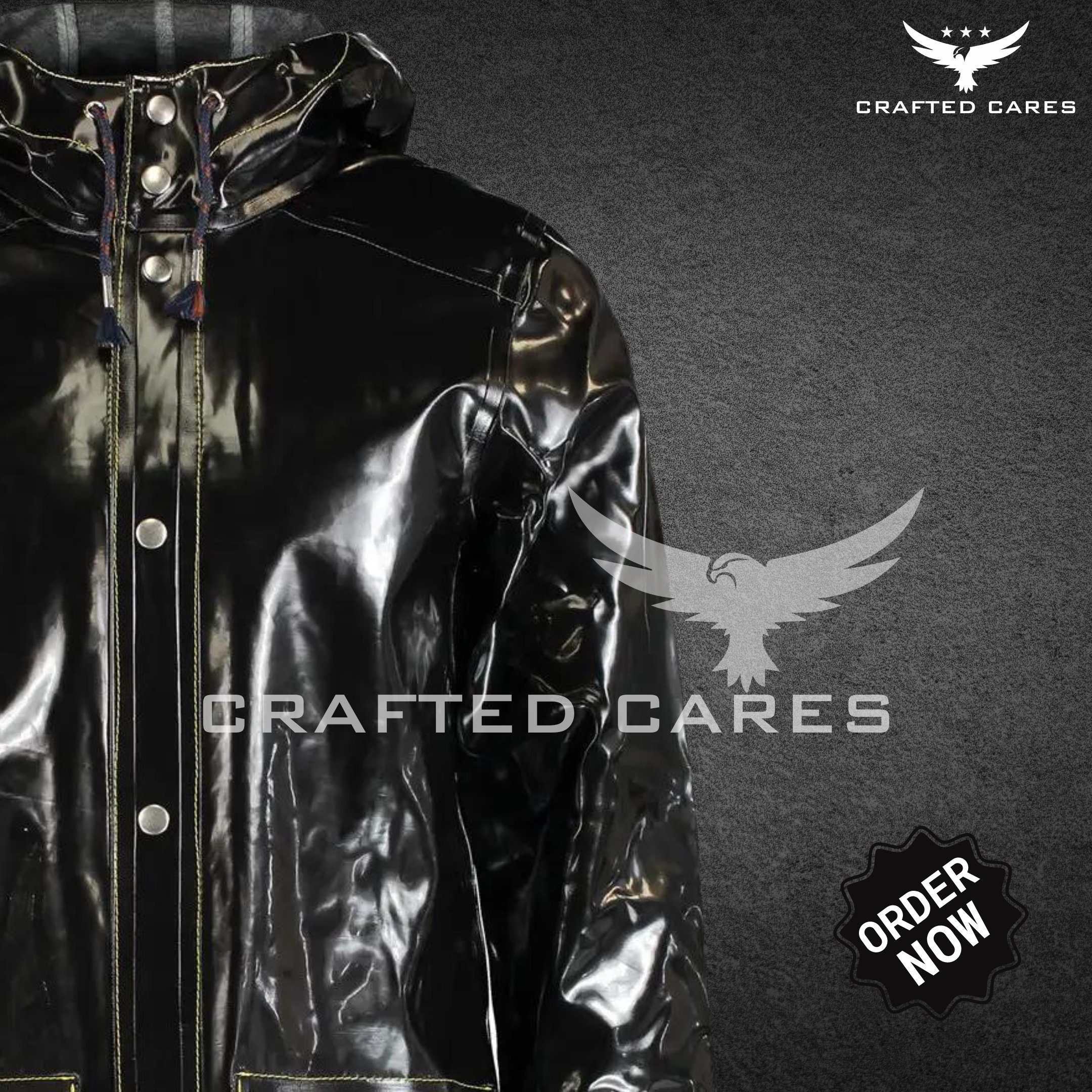 Handmade Men's PVC Vinyl Hooded Long Coat Gothic Fashion Coat Light ...