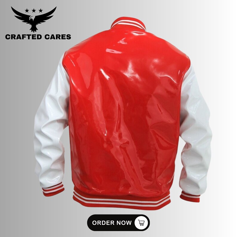 Handmade Black and White Vinyl PVC Leather Letterman Baseball Varsity ...