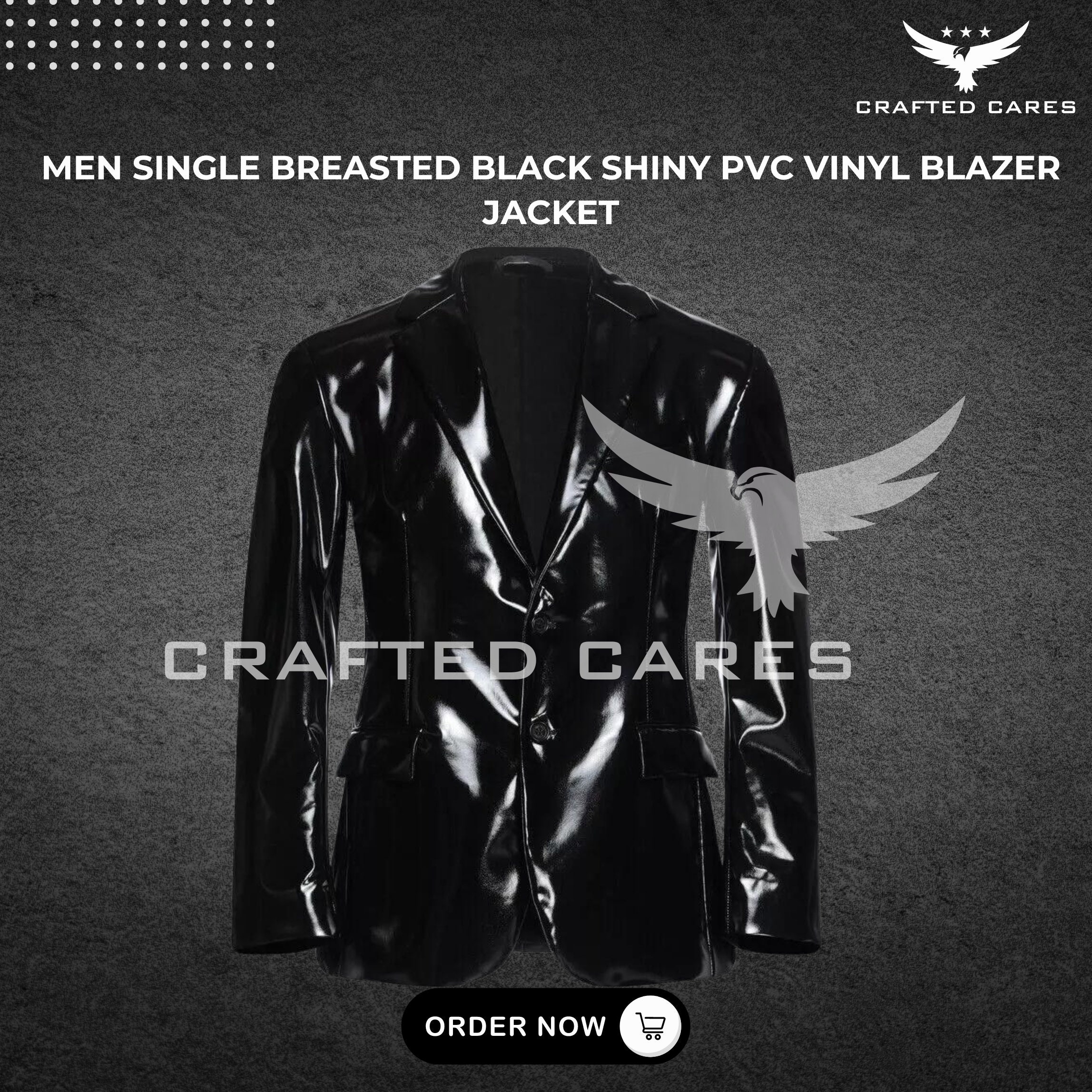 Handmade Black Men Single Breasted Shiny PVC Vinyl Blazer Jacket ...