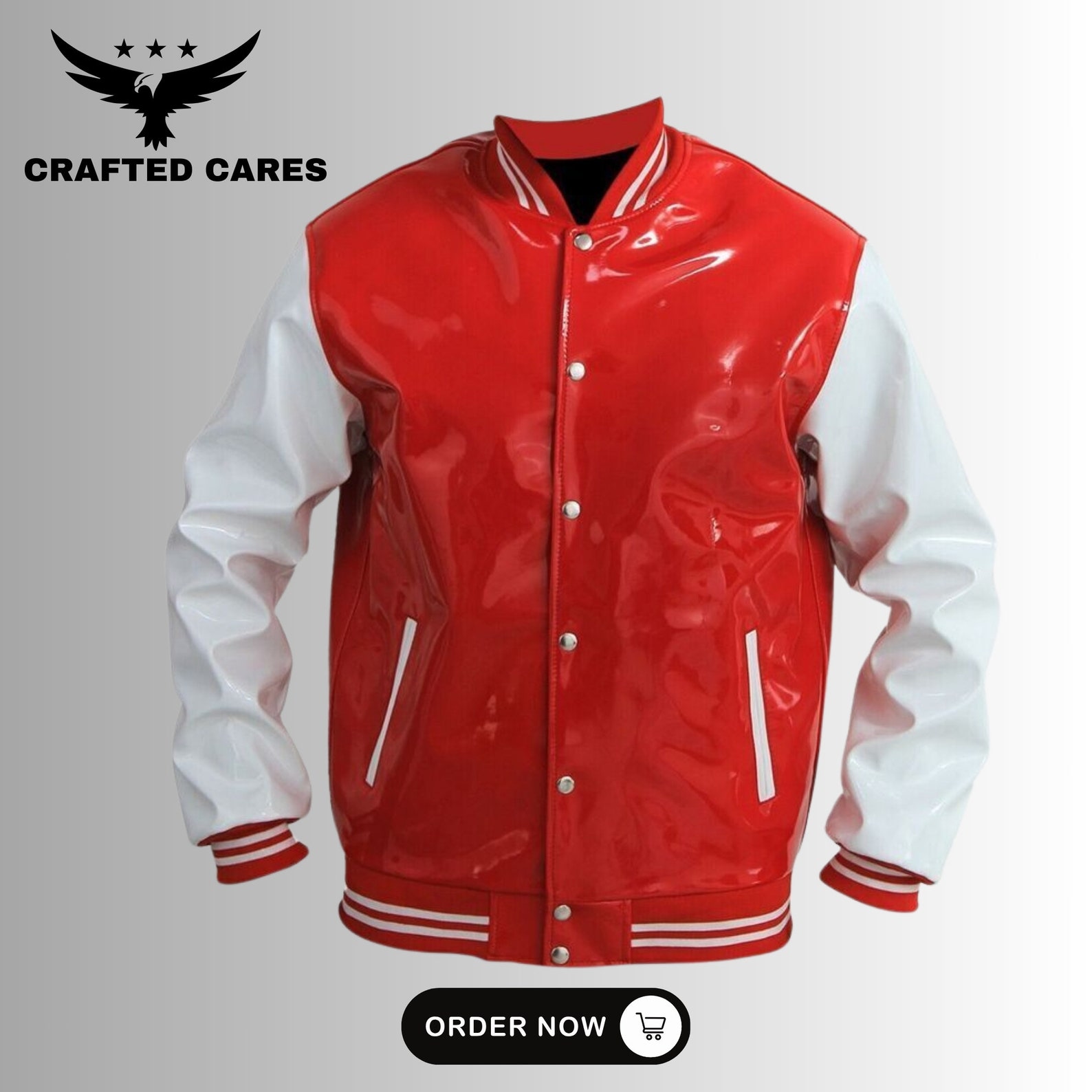 Handmade Black and White Vinyl PVC Leather Letterman Baseball Varsity ...