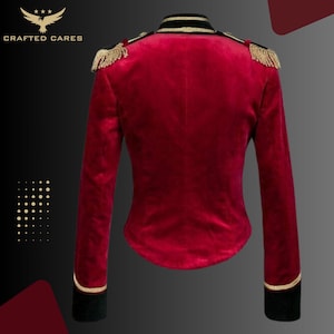 Handmade Women's Black Velvet Military Jacket With Gold Epaulettes ...