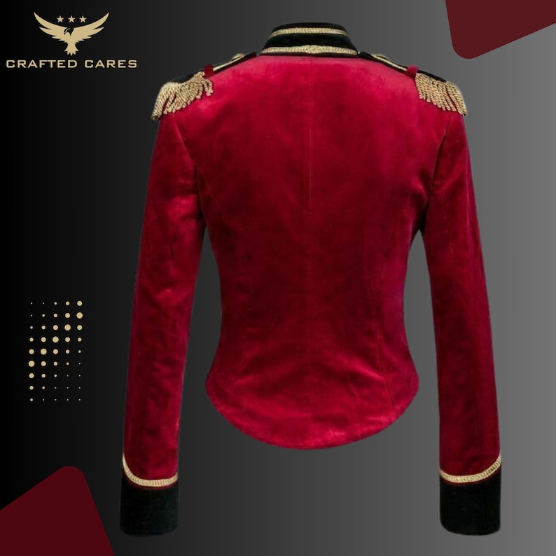 Handmade Women's Black Velvet Military Jacket With Gold Epaulettes ...