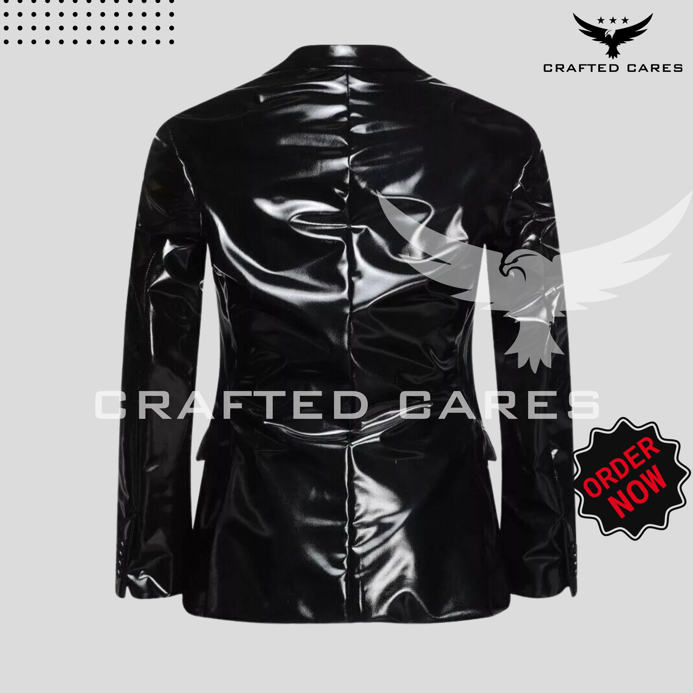 Handmade Black Men Single Breasted Shiny PVC Vinyl Blazer Jacket ...