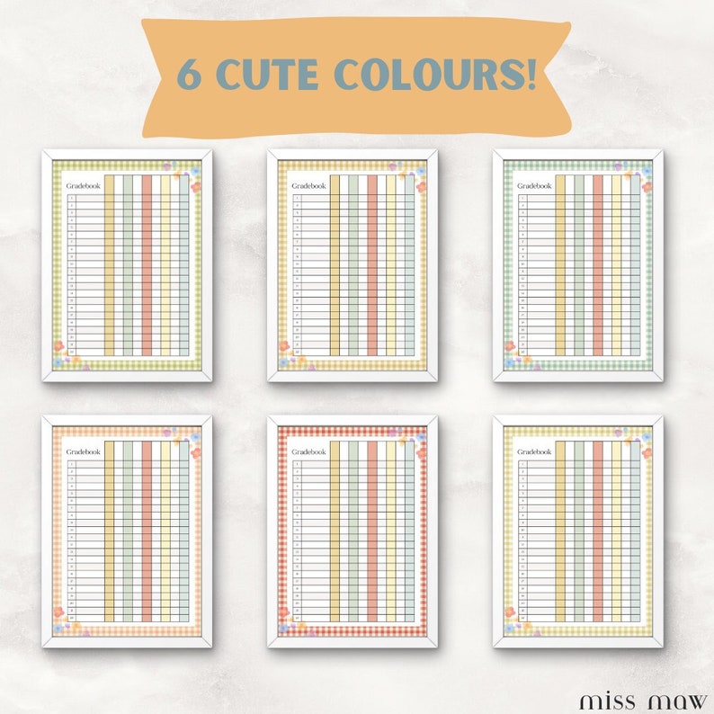 Gradebook Template GINGHAM Theme - Etsy