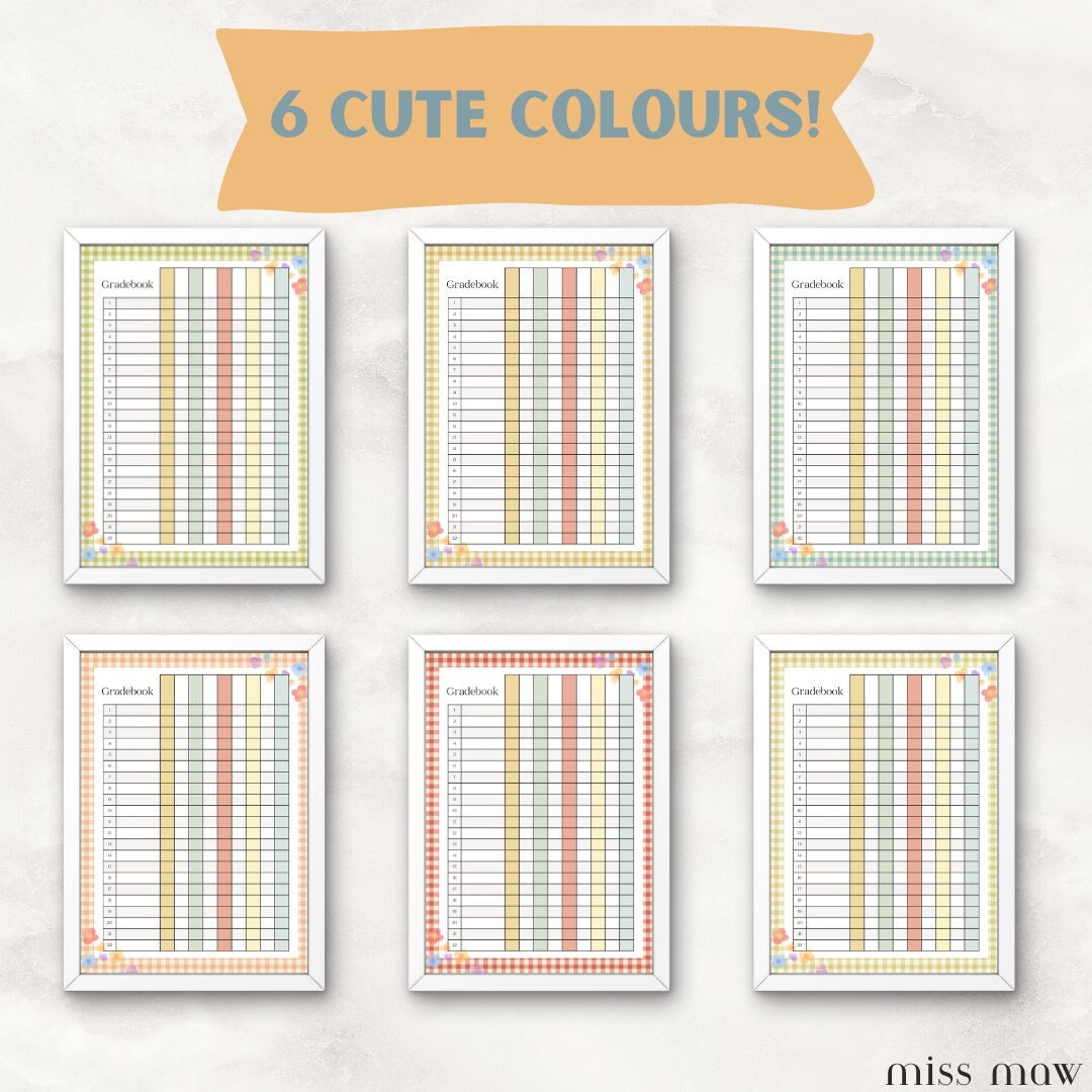 Gradebook Template GINGHAM Theme - Etsy