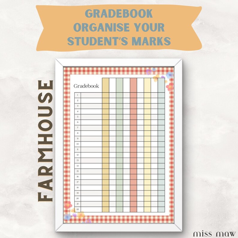 Gradebook Template GINGHAM Theme - Etsy