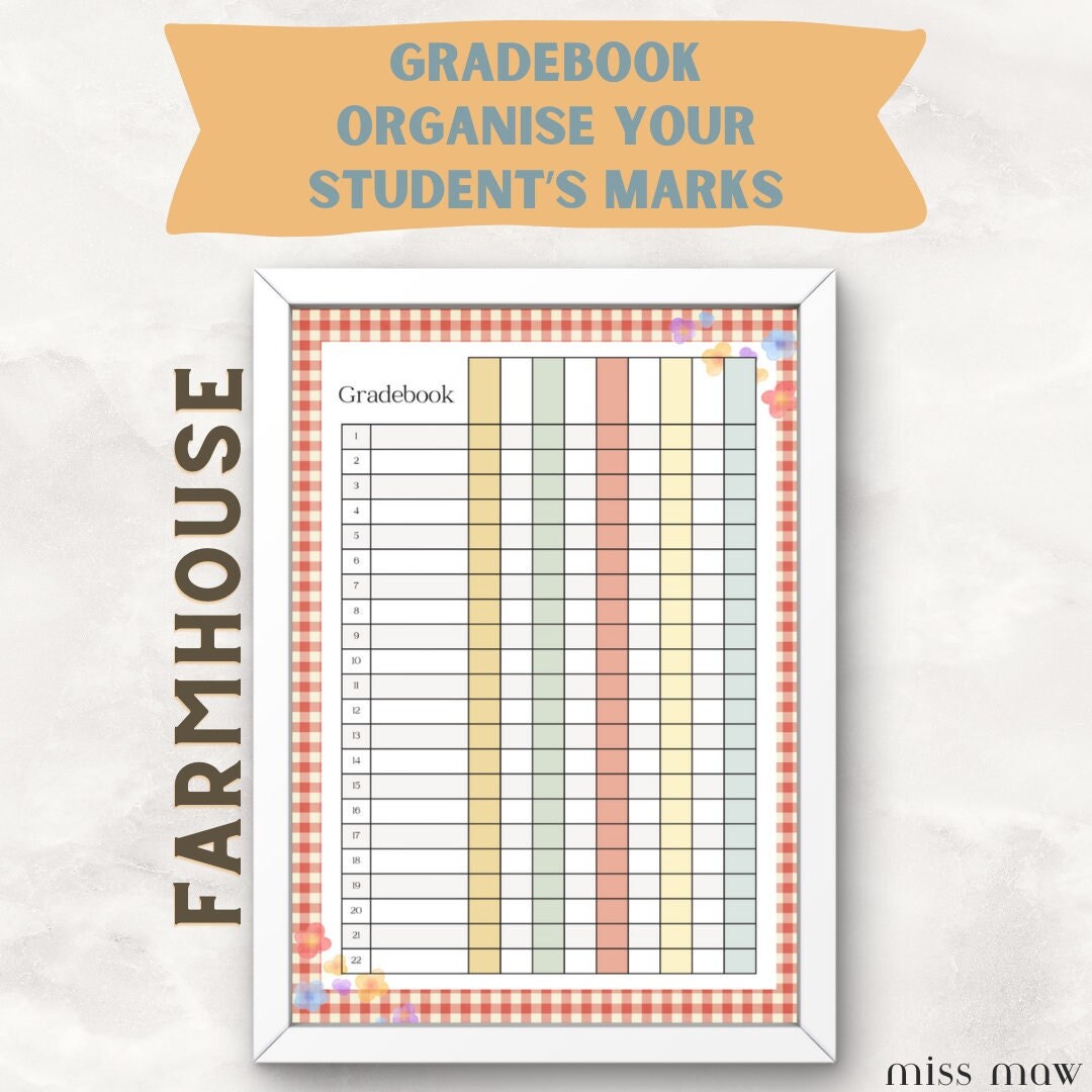 Gradebook Template GINGHAM Theme - Etsy