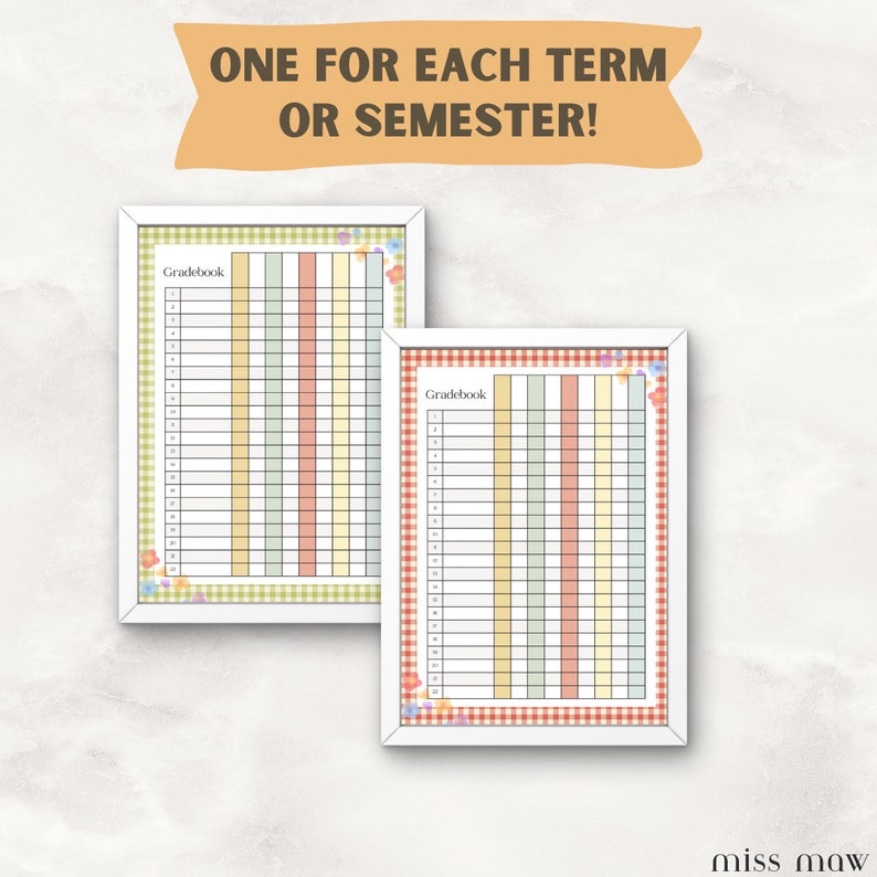 Gradebook Template GINGHAM Theme - Etsy