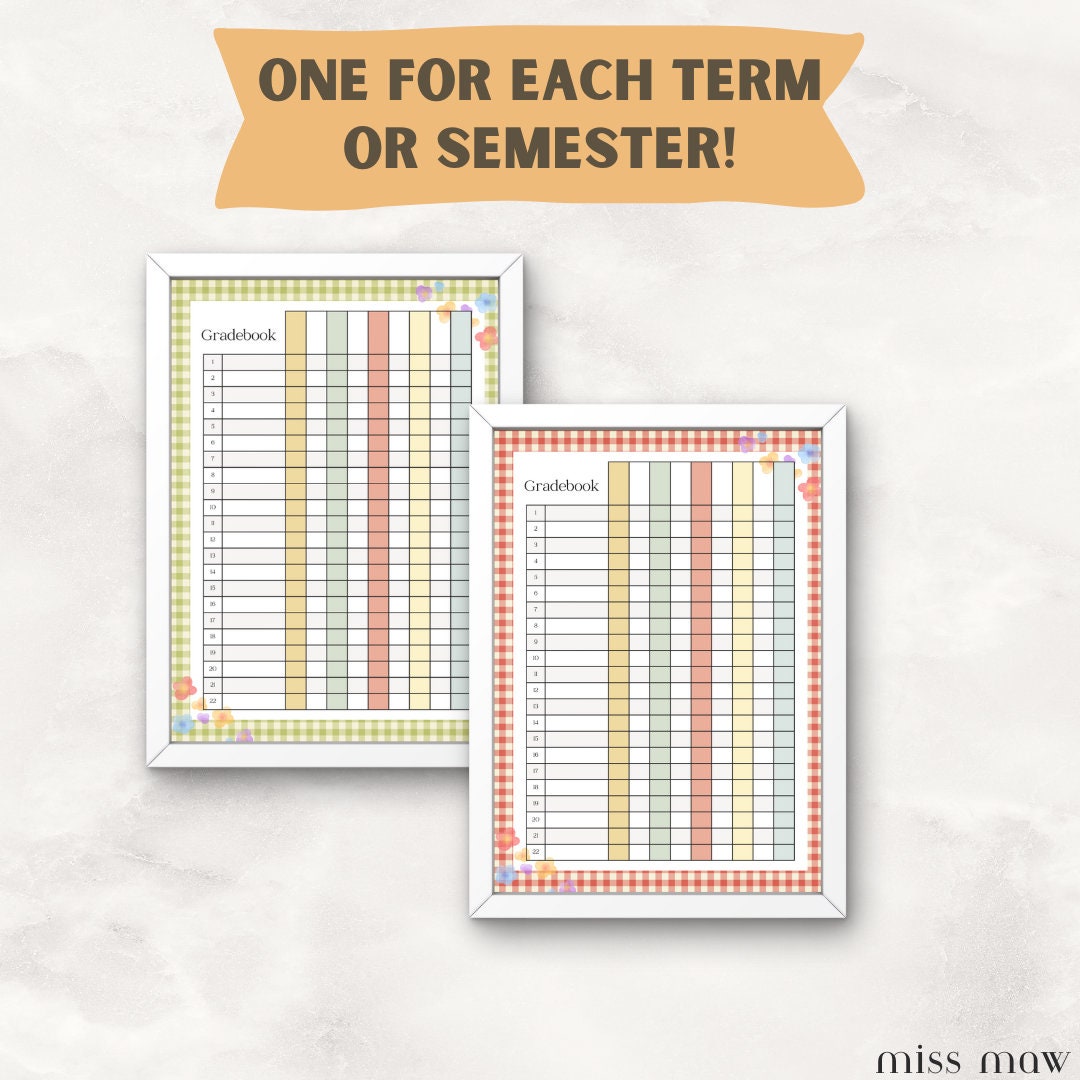 Gradebook Template GINGHAM Theme - Etsy