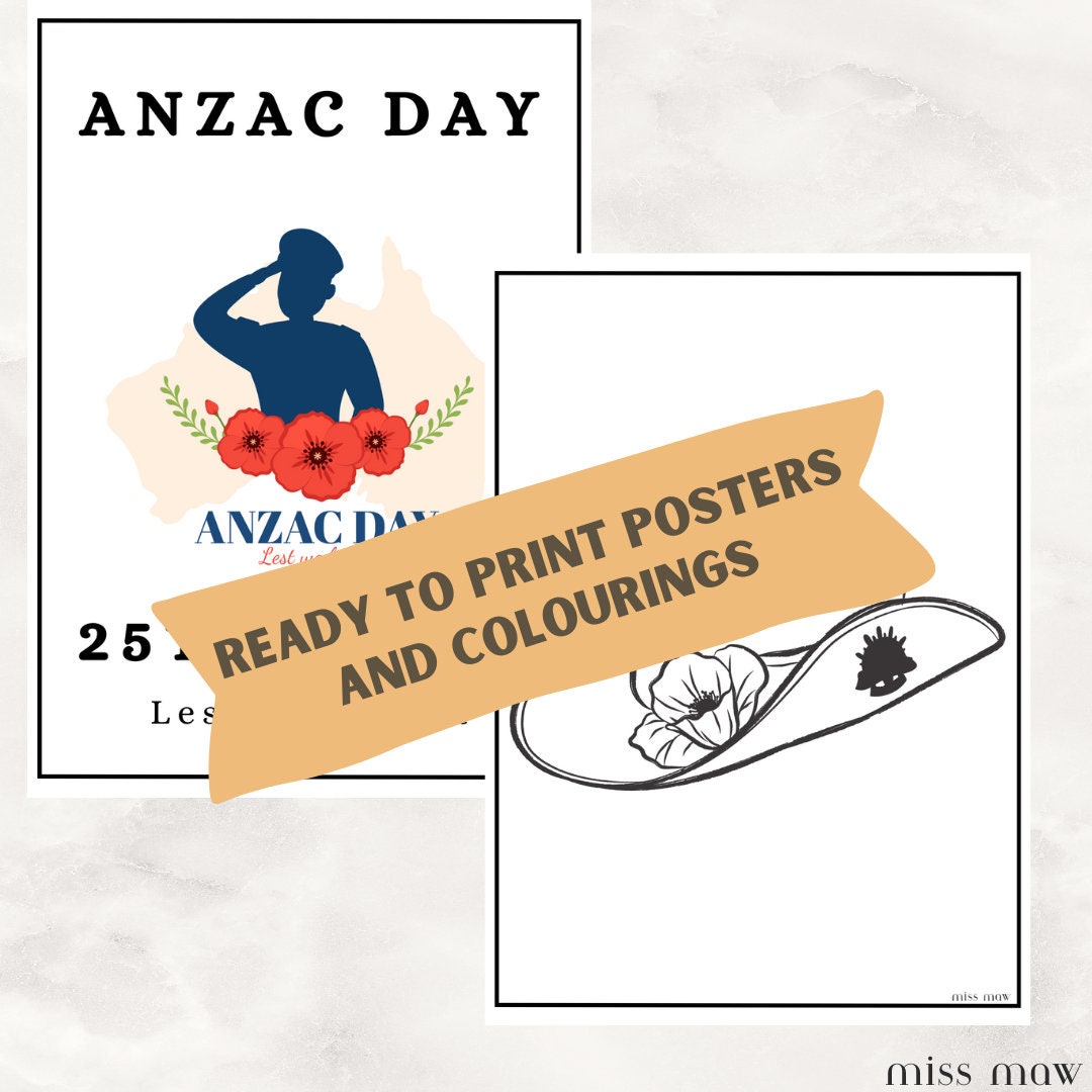 ANZAC Day Posters and Colourings PDF Download - Etsy