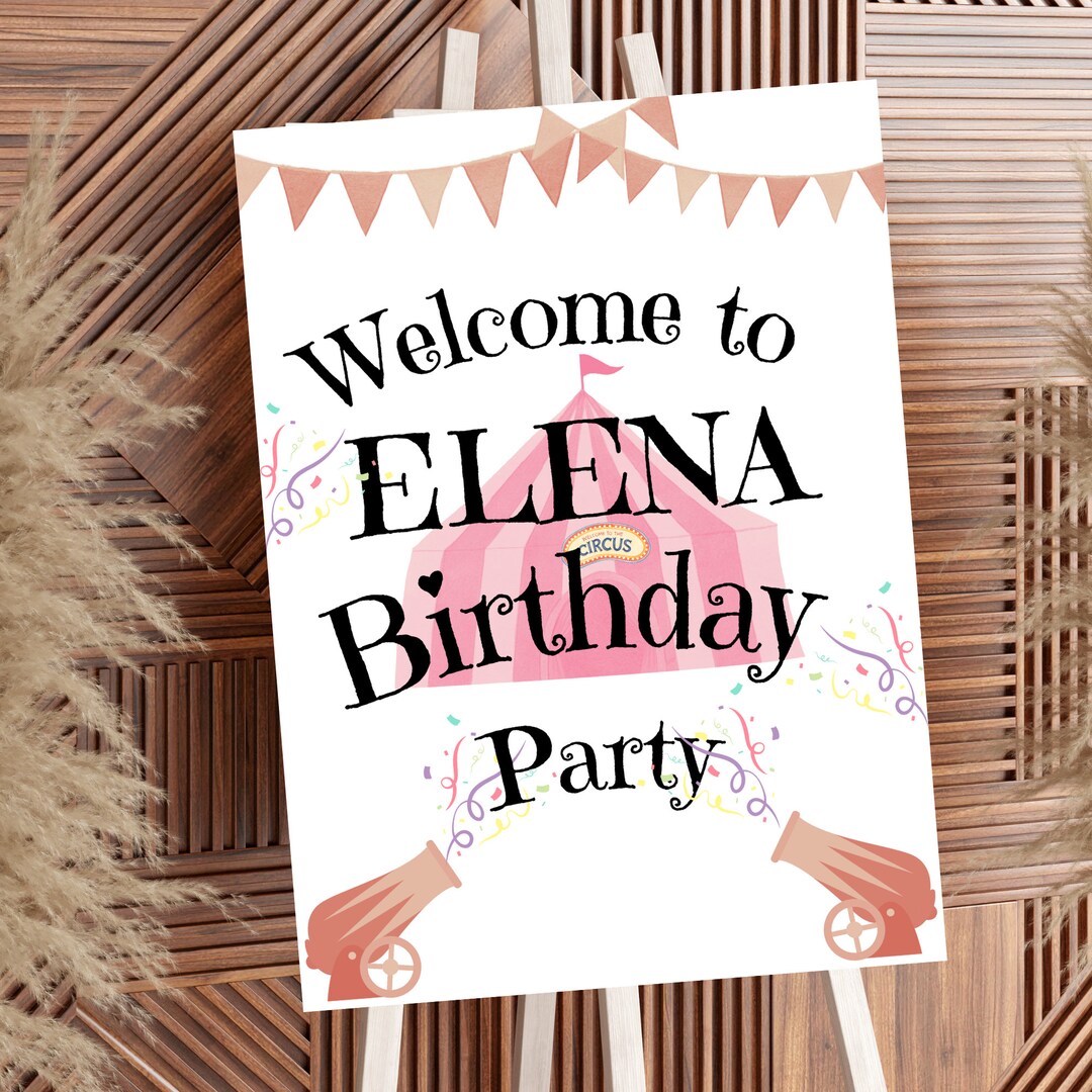 Circus Birthday Sign: Editable Girl Party Decor (CANVA Template) - Etsy