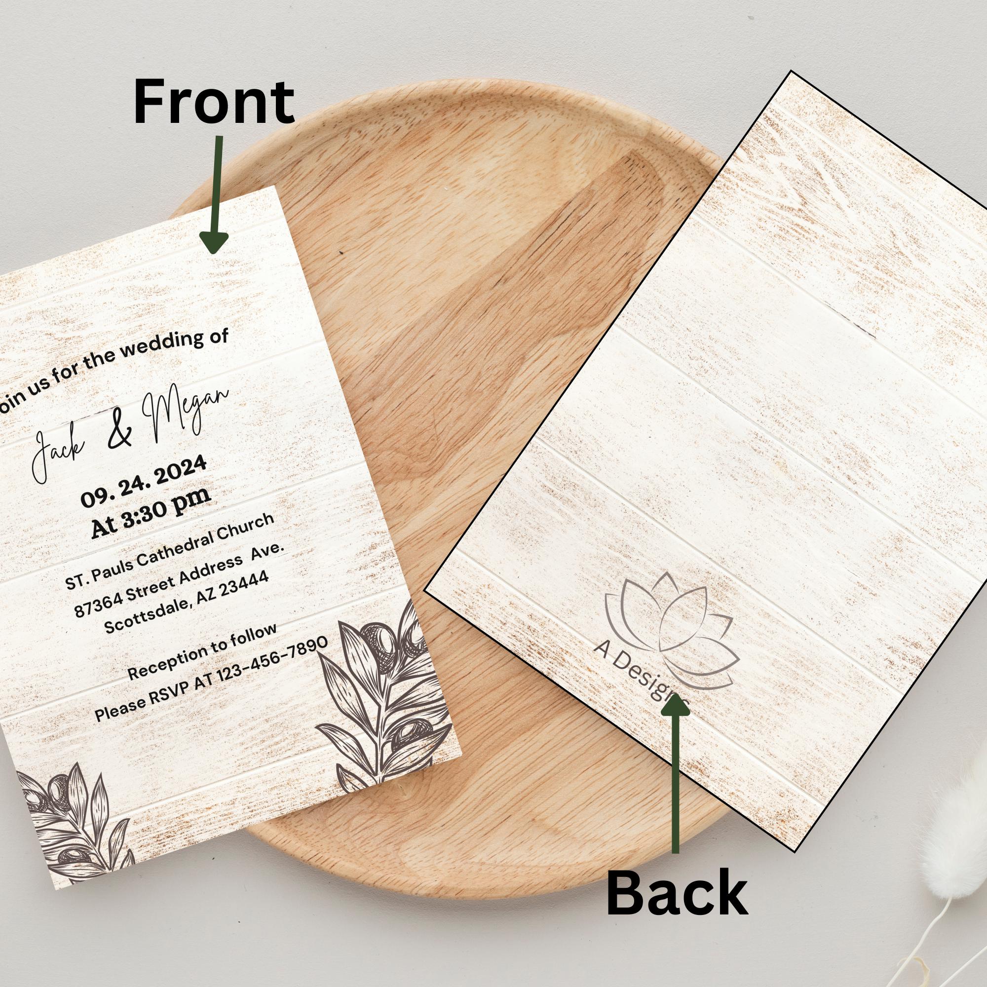 Rustic Farm Wedding Invitation Template: Editable Canva Design (5x7 ...