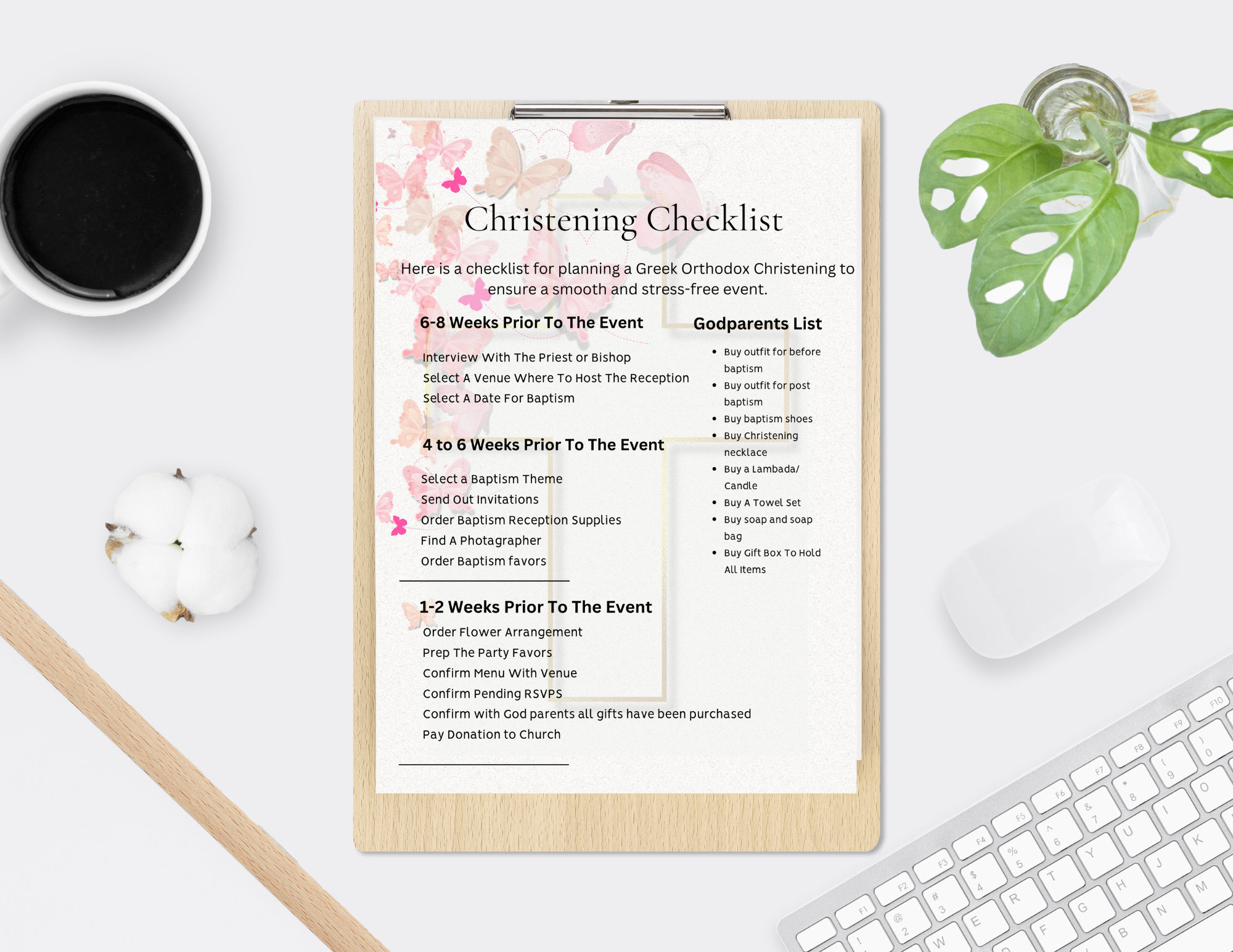 Personalized Christening Check List, Digital Planner for Baptism ...