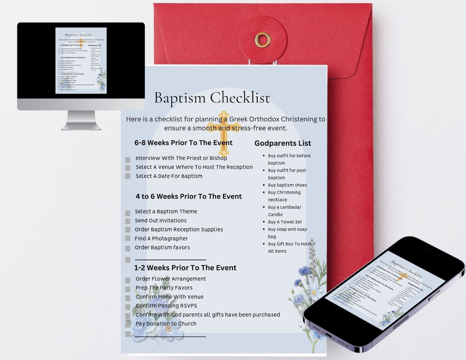 Digital Planner Personalized Checklist Template, Child's Baptism, 8.5 ...