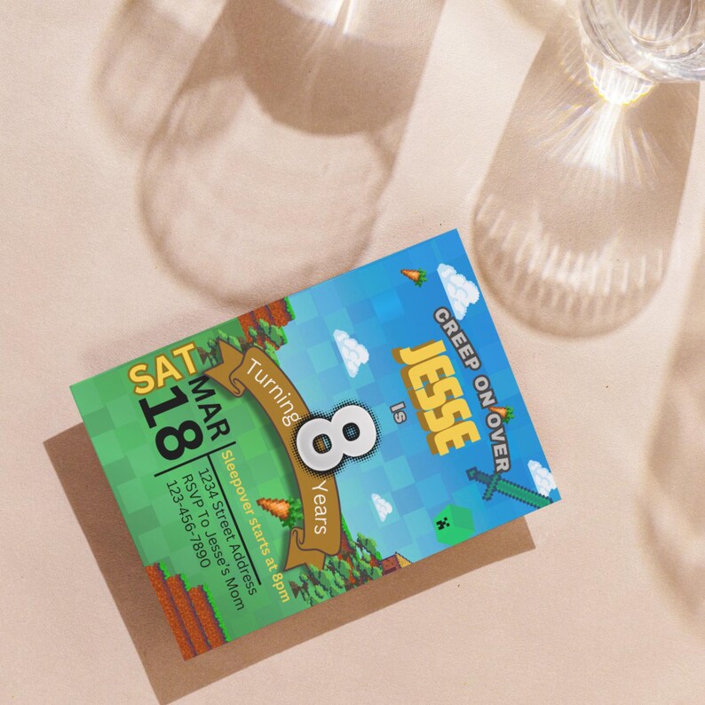 Minecraft Birthday Invitation Template, Printable Minecraft Invitation ...