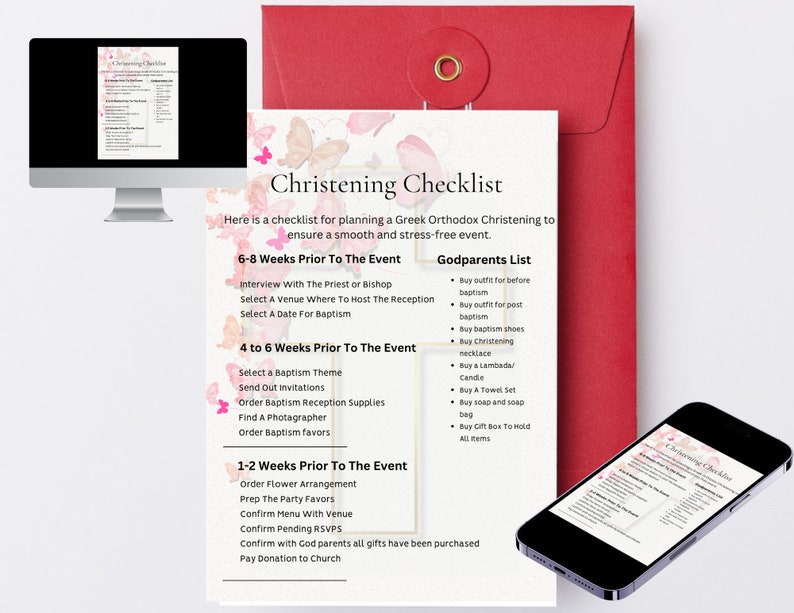Personalized Christening Check List, Digital Planner for Baptism ...
