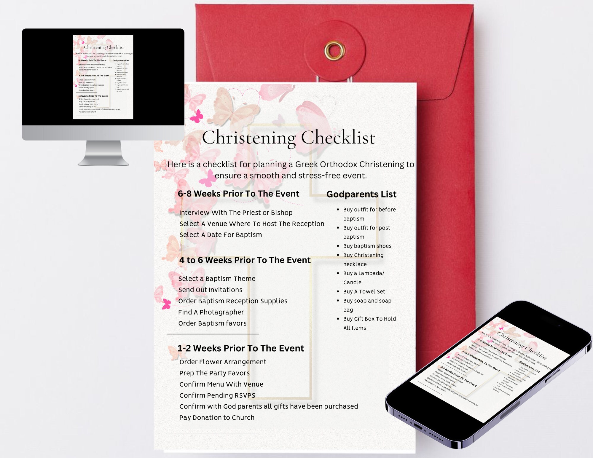 Personalized Christening Check List, Digital Planner for Baptism ...