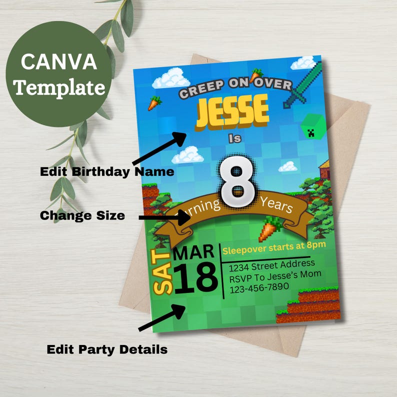 Minecraft Birthday Invitation Template, Printable Minecraft Invitation ...